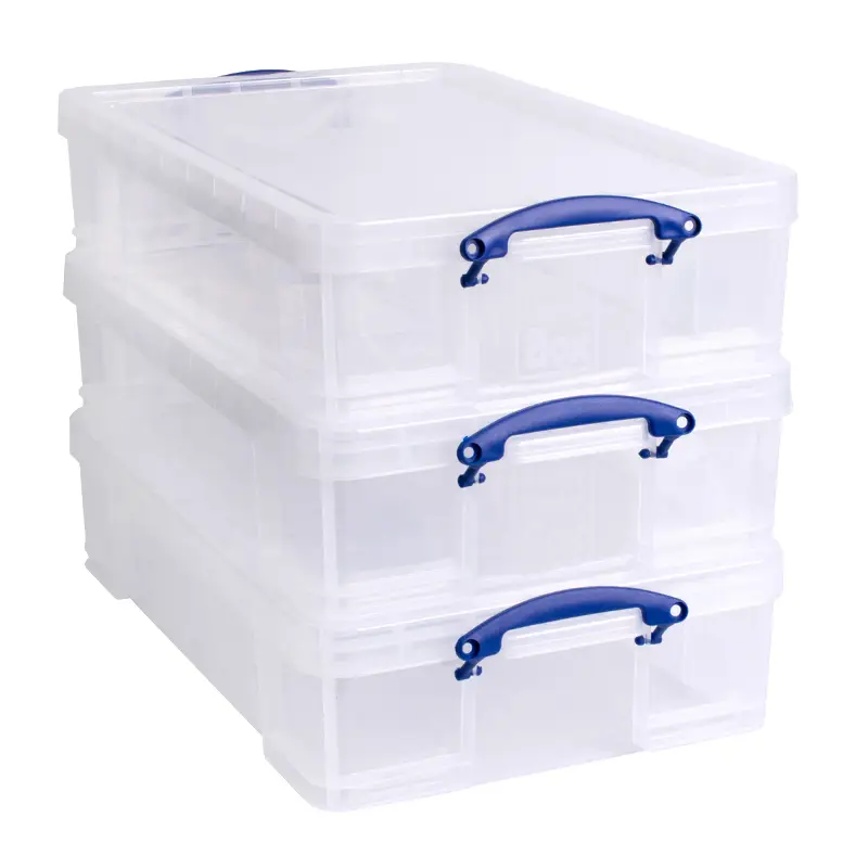 Really Useful Stackable Plastic Storage Box 33L Clear (Pack of 3 ...