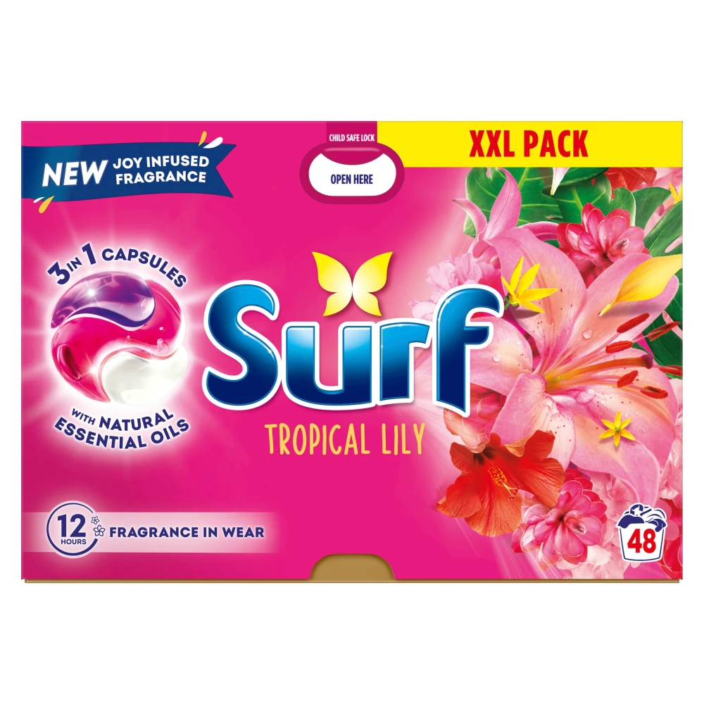 Surf 3 In 1 Laundry Washing Detergent Capsules Tropical Lily 48 Washes ...