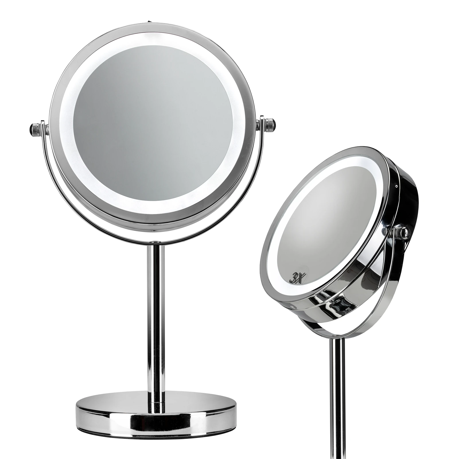 Croydex Beauty Mirror Round LED Chrome | Bathroom Mirrors | Joybuy