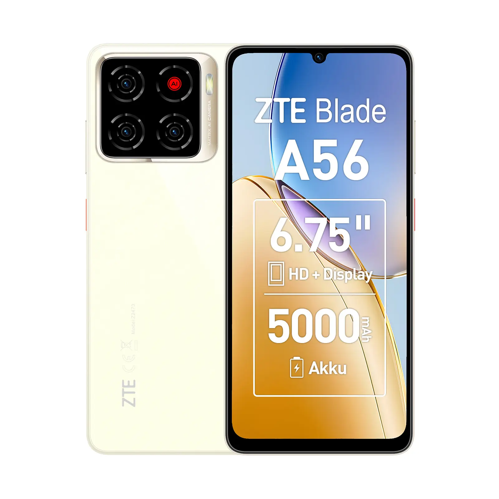 Zte Blade A56 Android-smartphone Ohne Vertrag, Gold (2025) + 6,75-zoll ...
