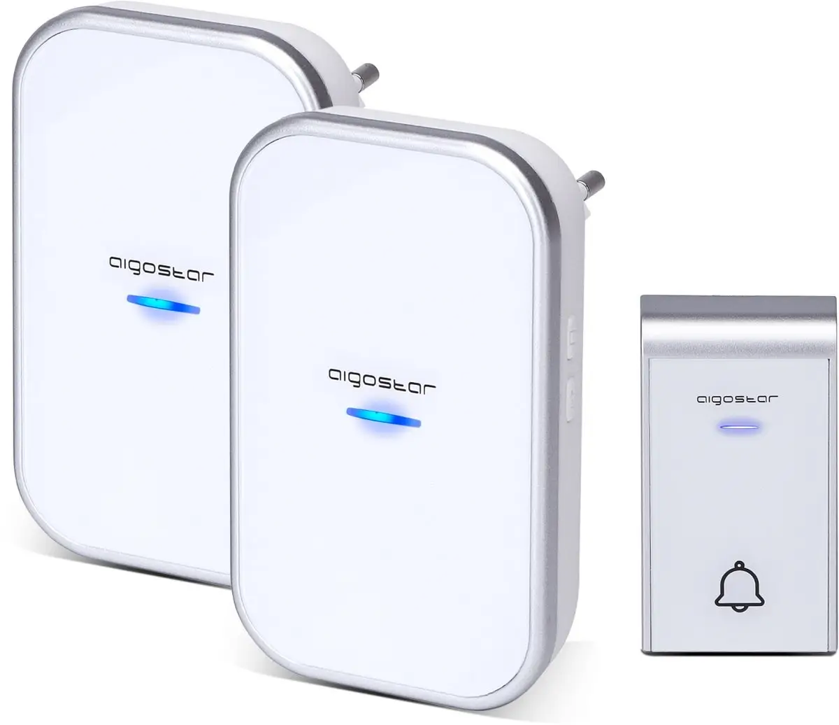 Aigostar AC draadloze digitale deurbel IP44 wit en zilverkleurig ...