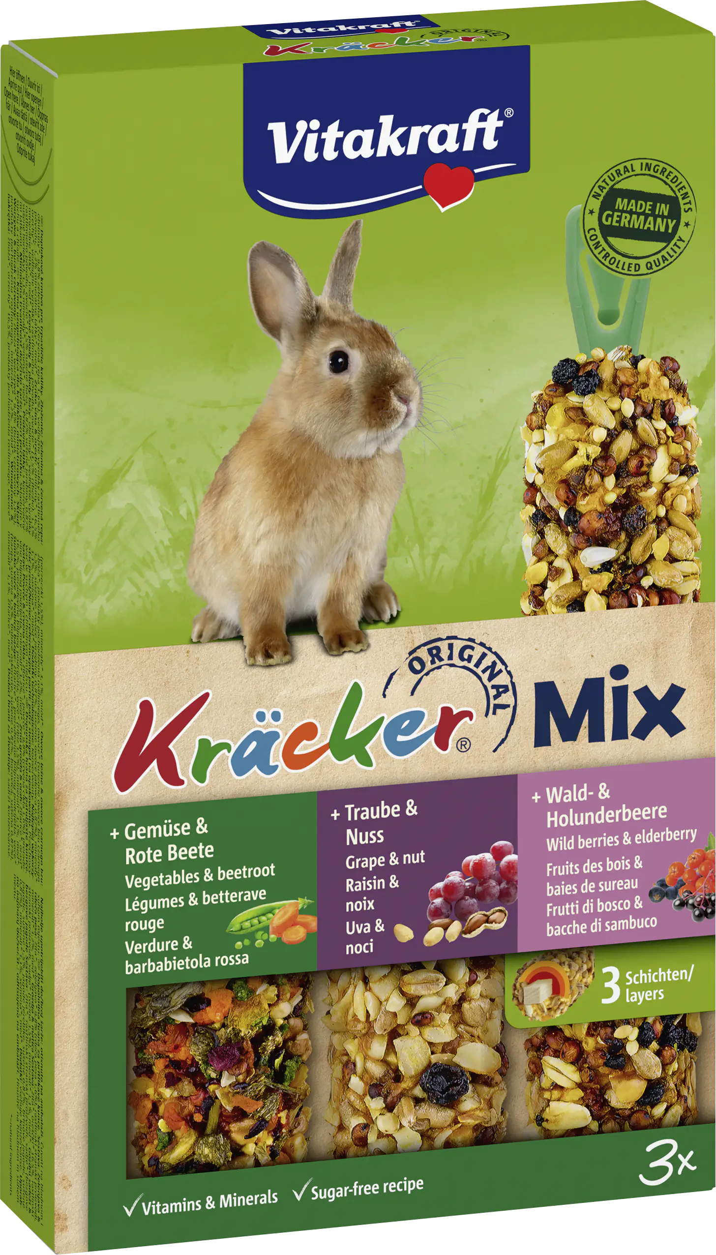 Vitakraft Kaninchen Cracker Mix Gemüse/Traubenkern/Waldbeeren 3 x 56 g ...