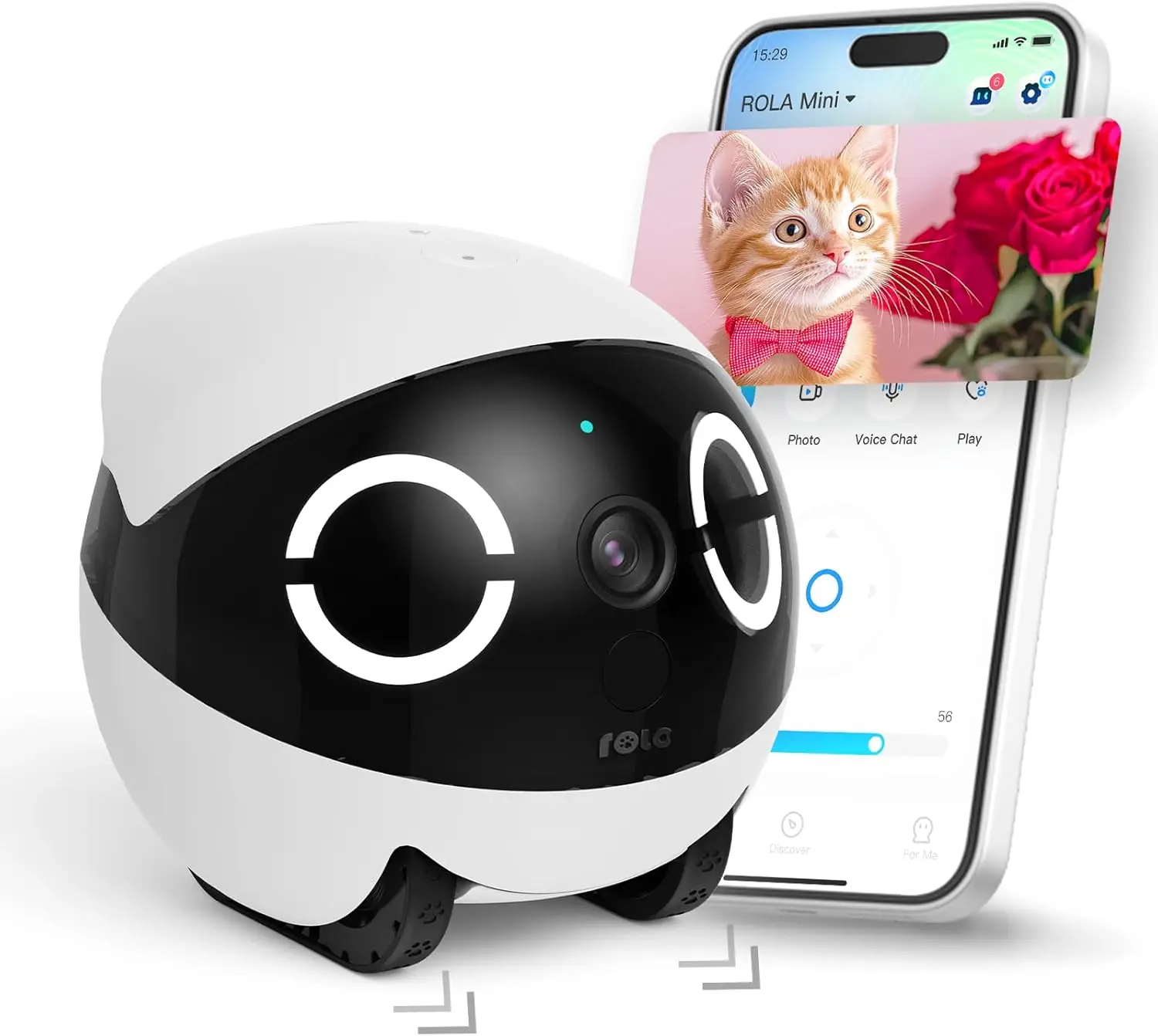Enabot Rola Mini 2k Camera Pet Robot, Hd Surveillance & Remote ...
