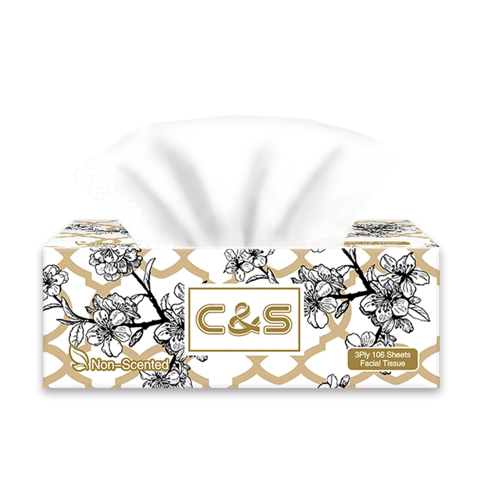 C&S Jierou Soft & Skin-Friendly Boxed Facial Tissue, 3-Ply, 424 Sheets ...