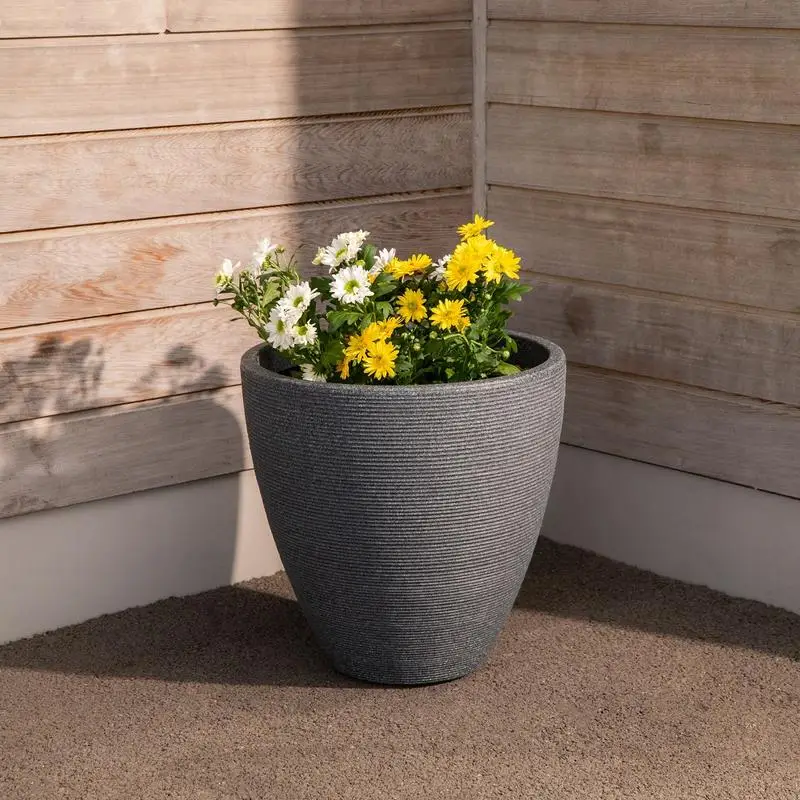 Strata Valencia Planter Round Extra Large D:40 x H:40cm Ash | Garden ...