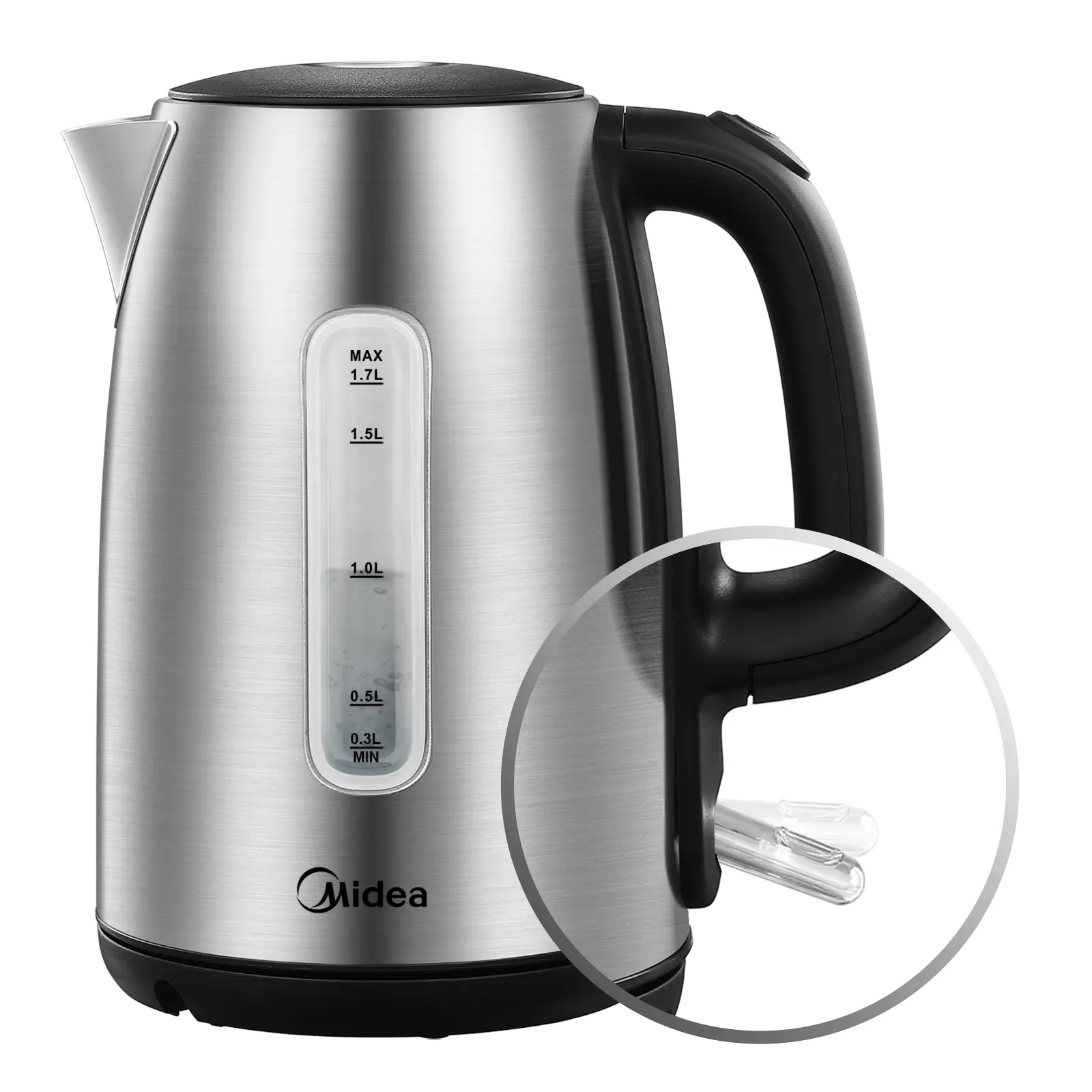 Midea Electric Kettle 3000w Fast Boil 1.7l Stainless Steel Kettle Led ...