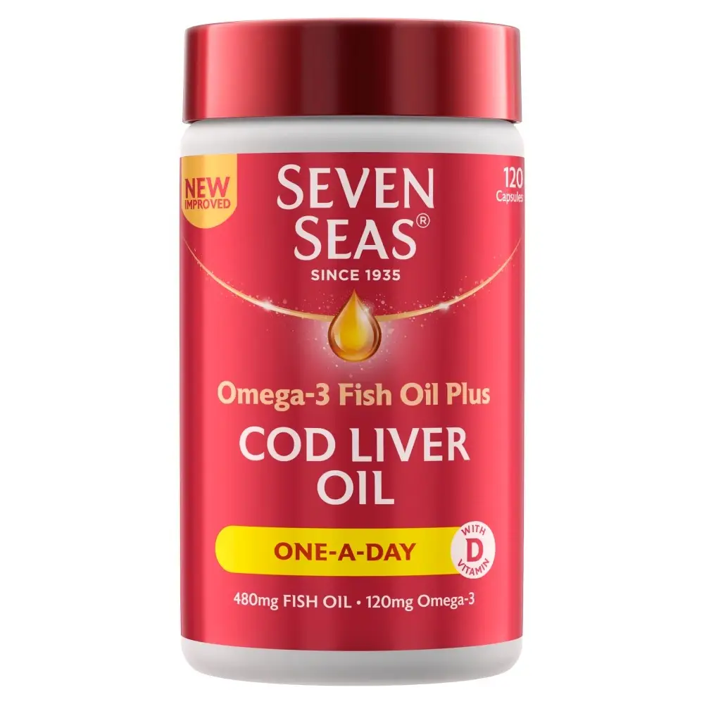 Seven Seas Omega-3 Fish Oil + Cod Liver Oil Capsules - 120 Capsules ...