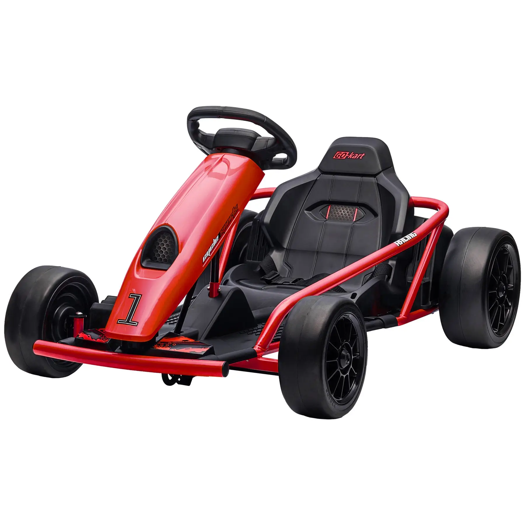 370-303V70RD HOMCOM 24V Electric Go Kart for Kids, Ride-On Racing Go ...