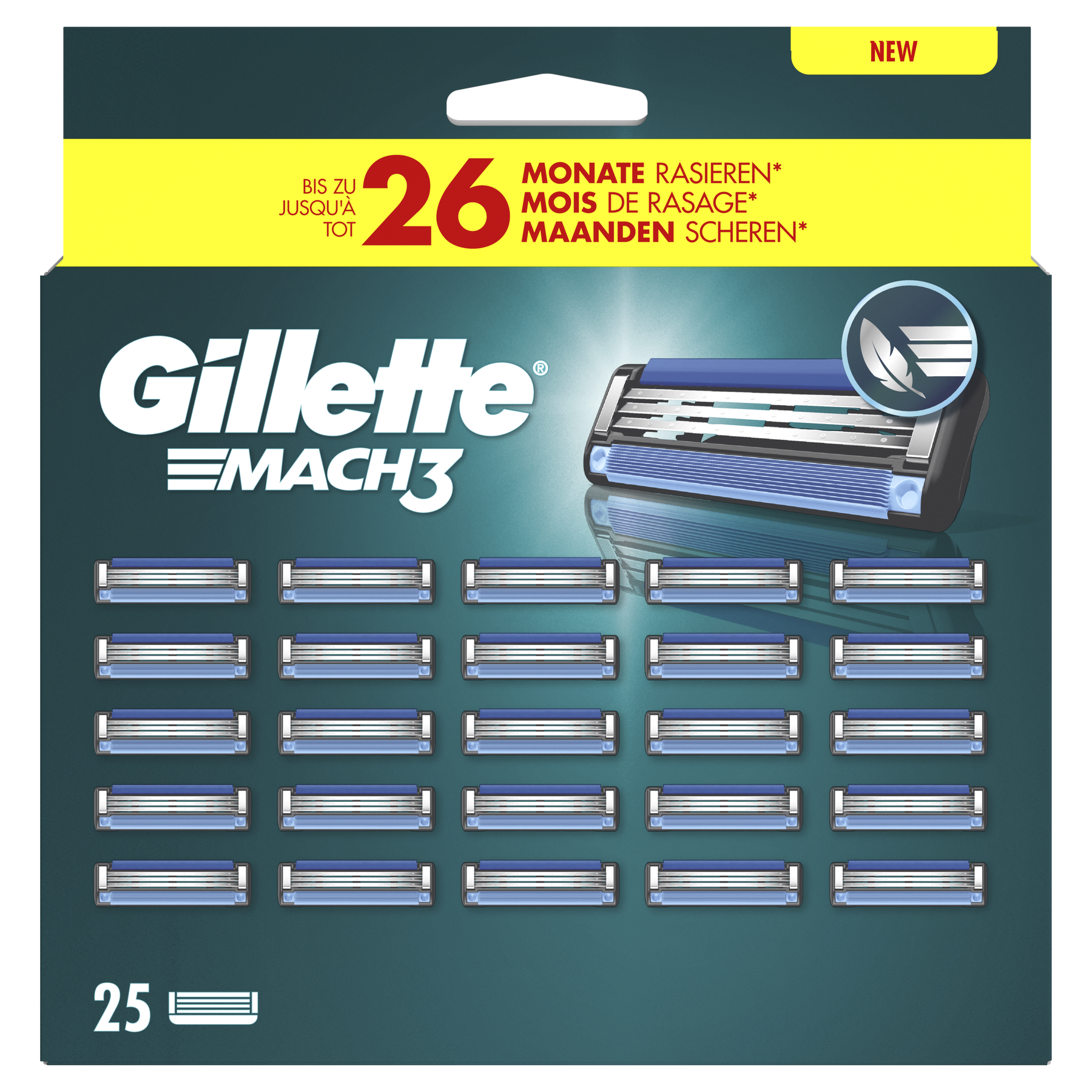 Gillette Mach3 Base scheermesjes voor mannen - 25 navulmesjes | Heren ...