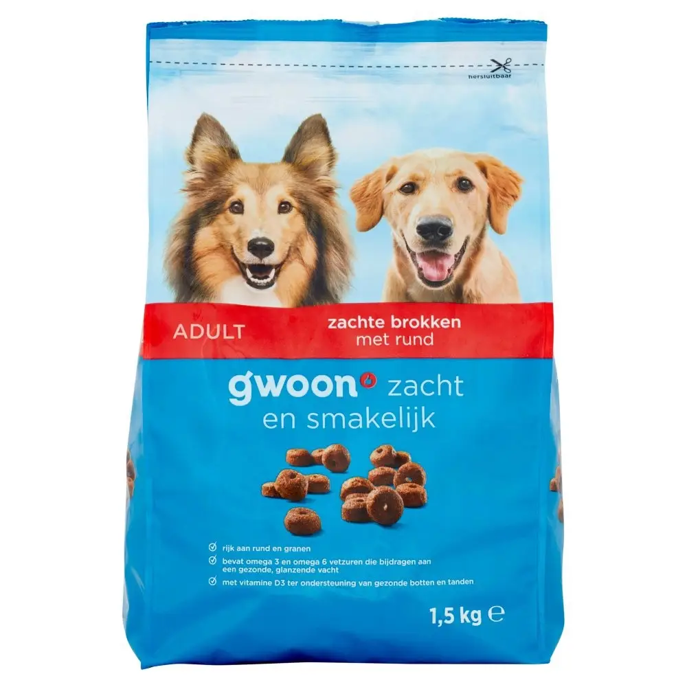 G'woon Zachte Brokken met Rund Adult 1.5 kg | Dierenvoeding | Joybuy