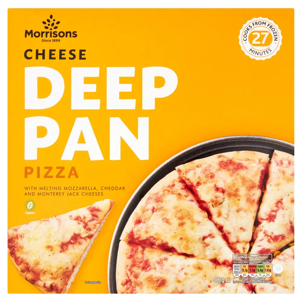 Morrisons Deep Pan Cheese Pizza 402g | Frozen Pizza & Garlic Bread | Joybuy