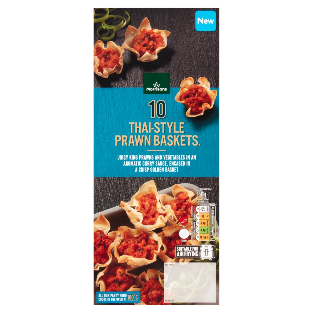 Morrisons 10 Mini Massaman Prawns Basket 150g | Frozen Party Food | Joybuy