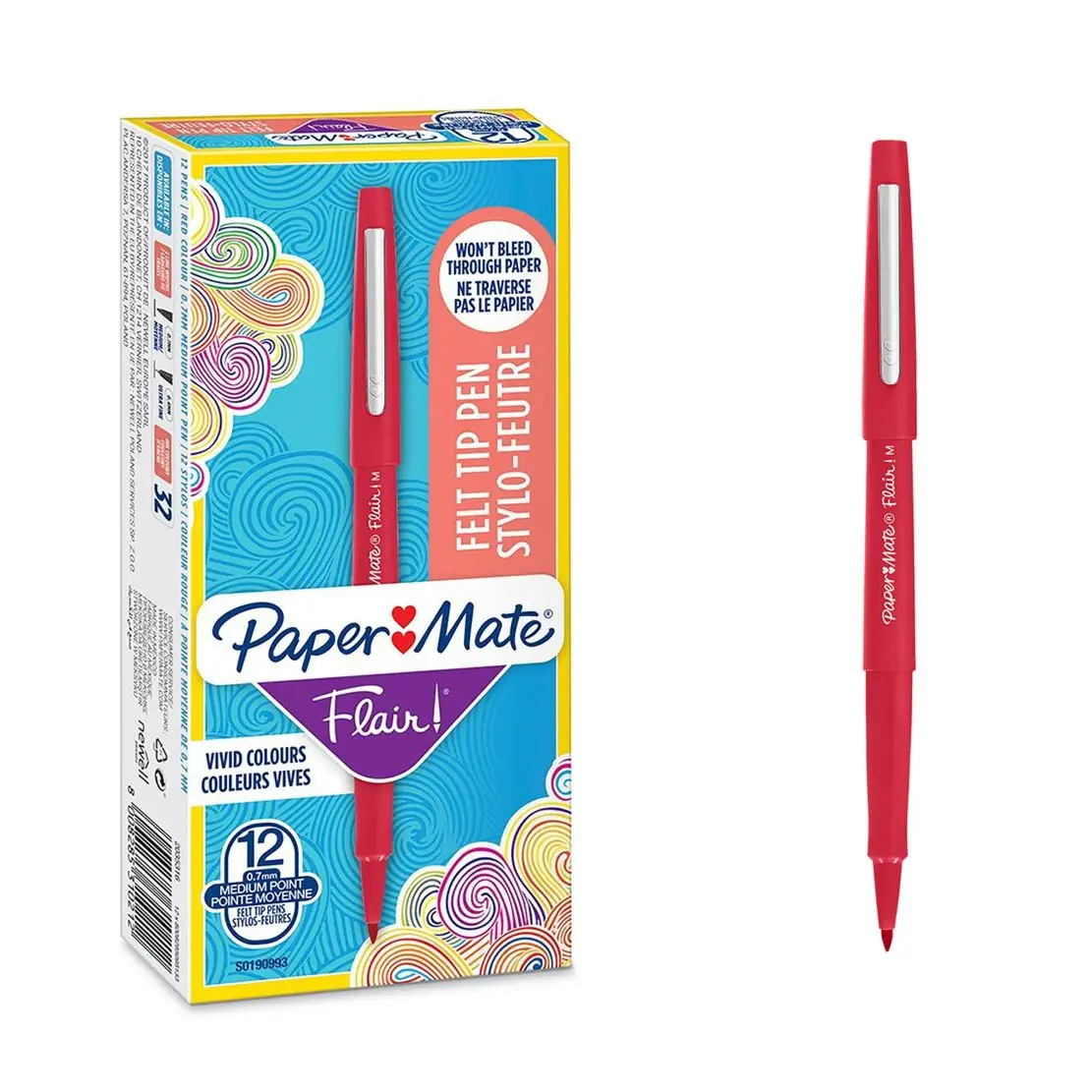Paper Mate Flair Medium Felt Tip Pen Red, Pack Of 12 | Pens & Refills ...