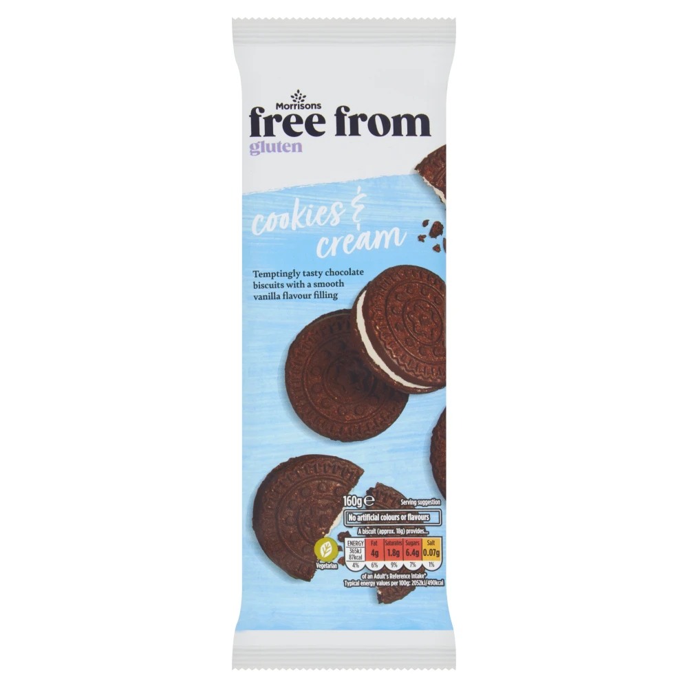 Morrisons Free From Cookies & Cream Cookies 160g | Biscuits | Joybuy