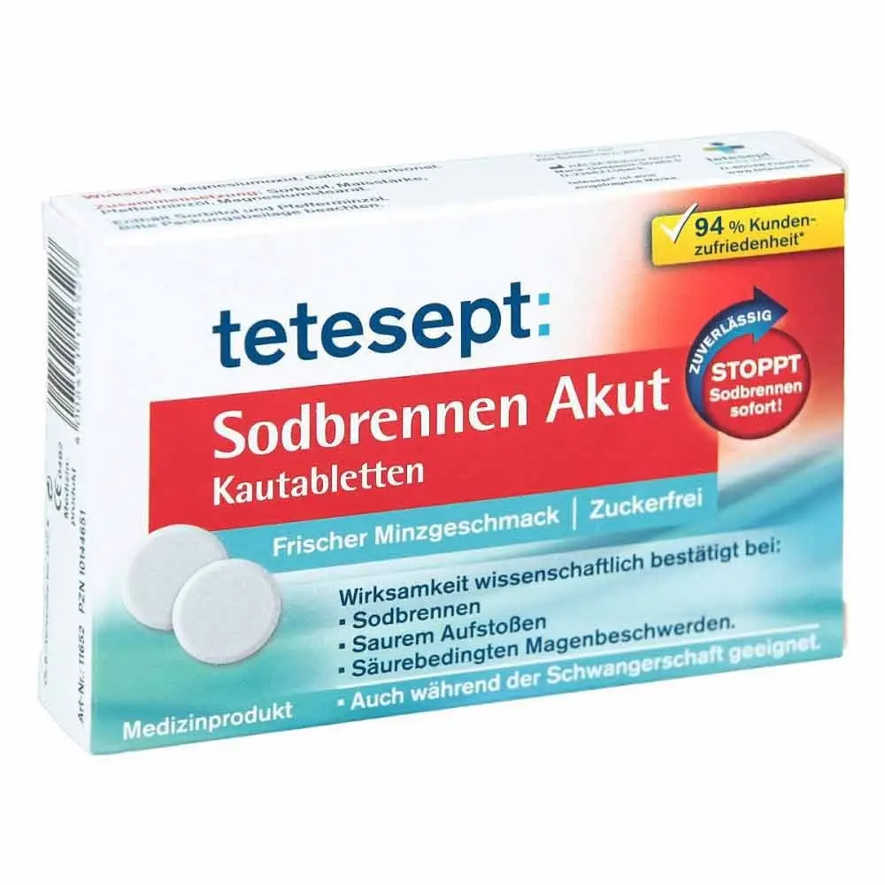 Tetesept Sodbrennen Akut Kautabletten Zuckerfrei | Sodbrennen ...
