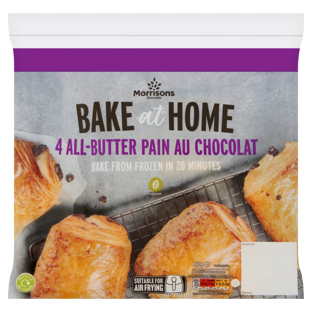 Morrisons Bake At Home 4 All-butter Pain Au Chocolat 290g | Frozen ...