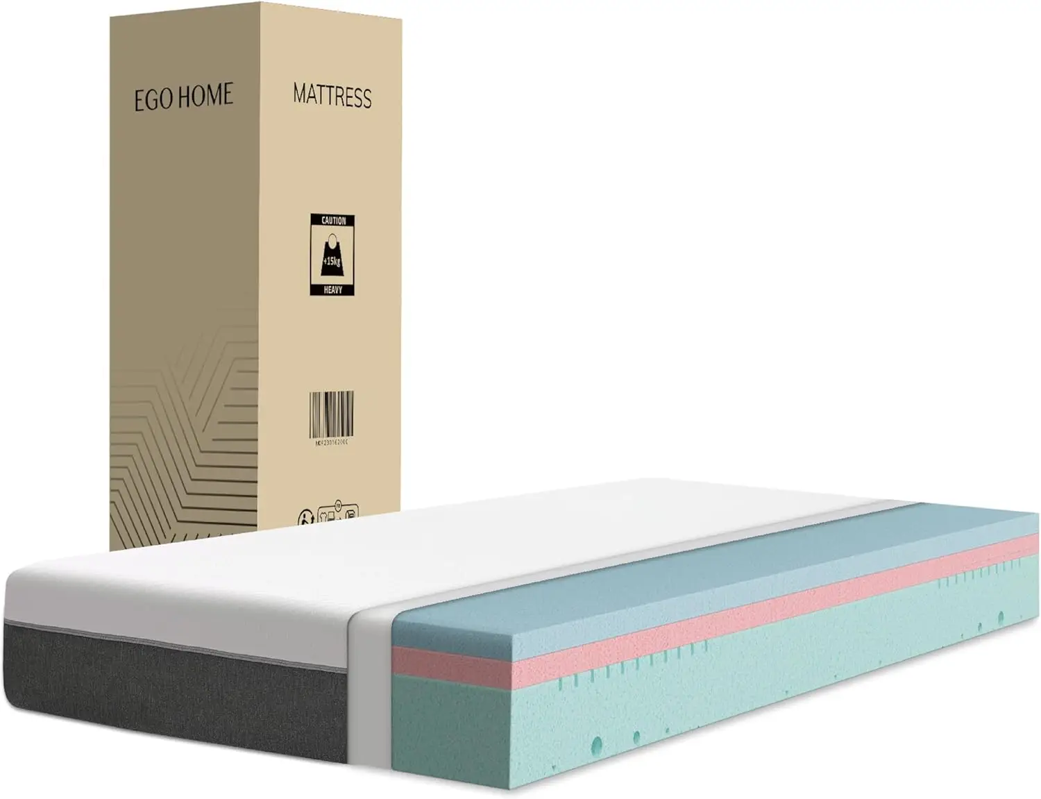 EGO HOME Matelas 180 x 200 cm Hauteur 20 cm Mousse froide H3 3 couches ...