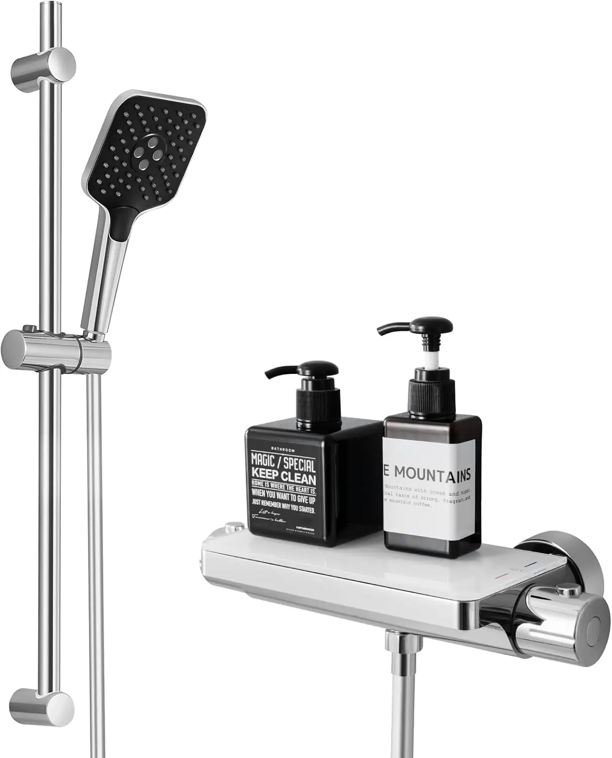 Lonheo Shower Mixer With Thermostat, Shower Rail With Hand Shower And ...