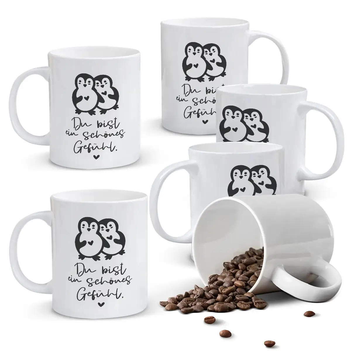 Alphynix 1pc Cute Penguin Couple Mug, 11oz White Ceramic Cup with ...