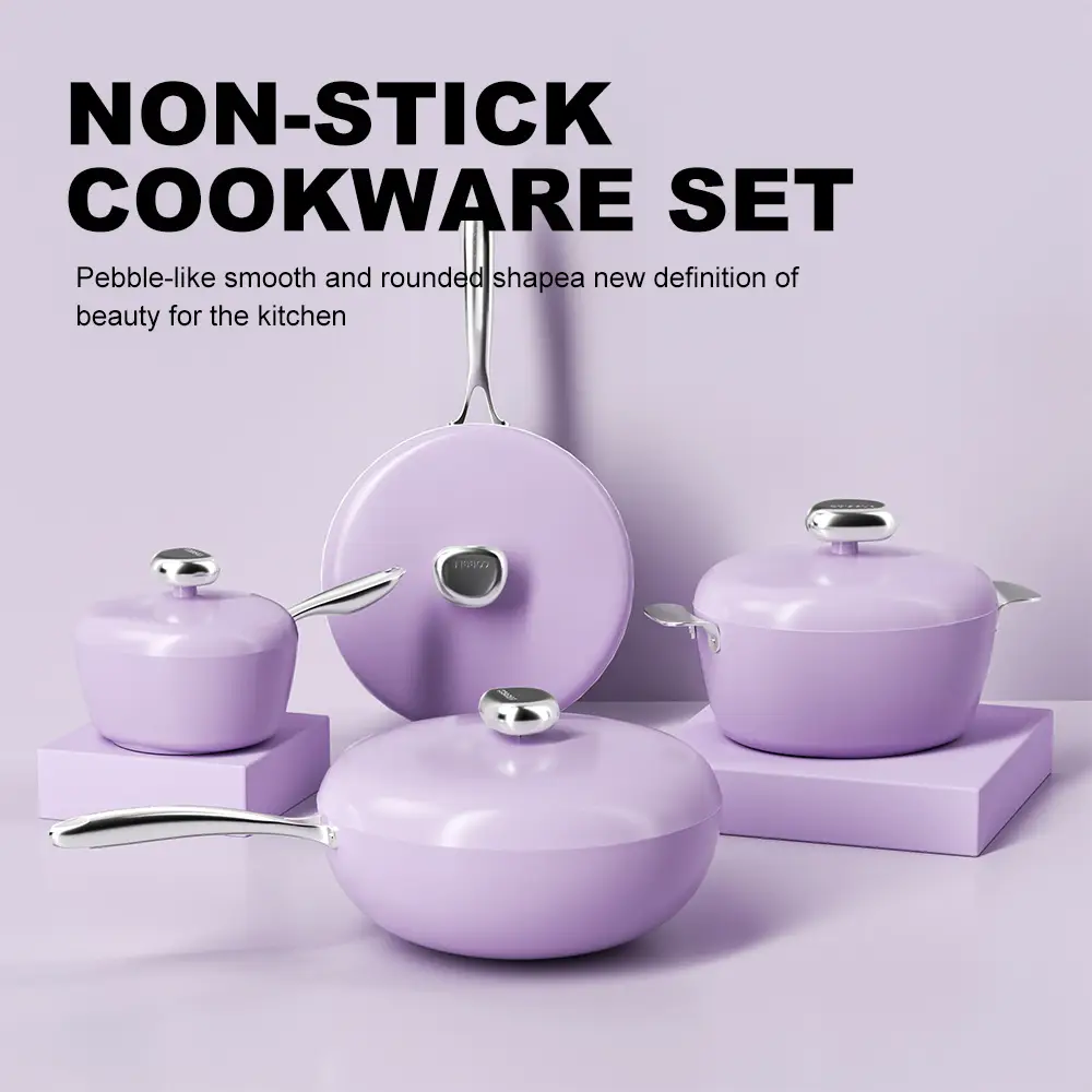 Velosan Pebble Series Cookware Set (4 Pieces) | Pot Pan Sets | Joybuy