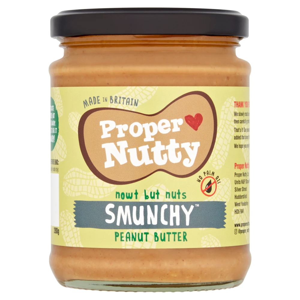 Proper Nutty Nowt But Nuts Smunchy Peanut Butter 280g | Jam & Spreads ...