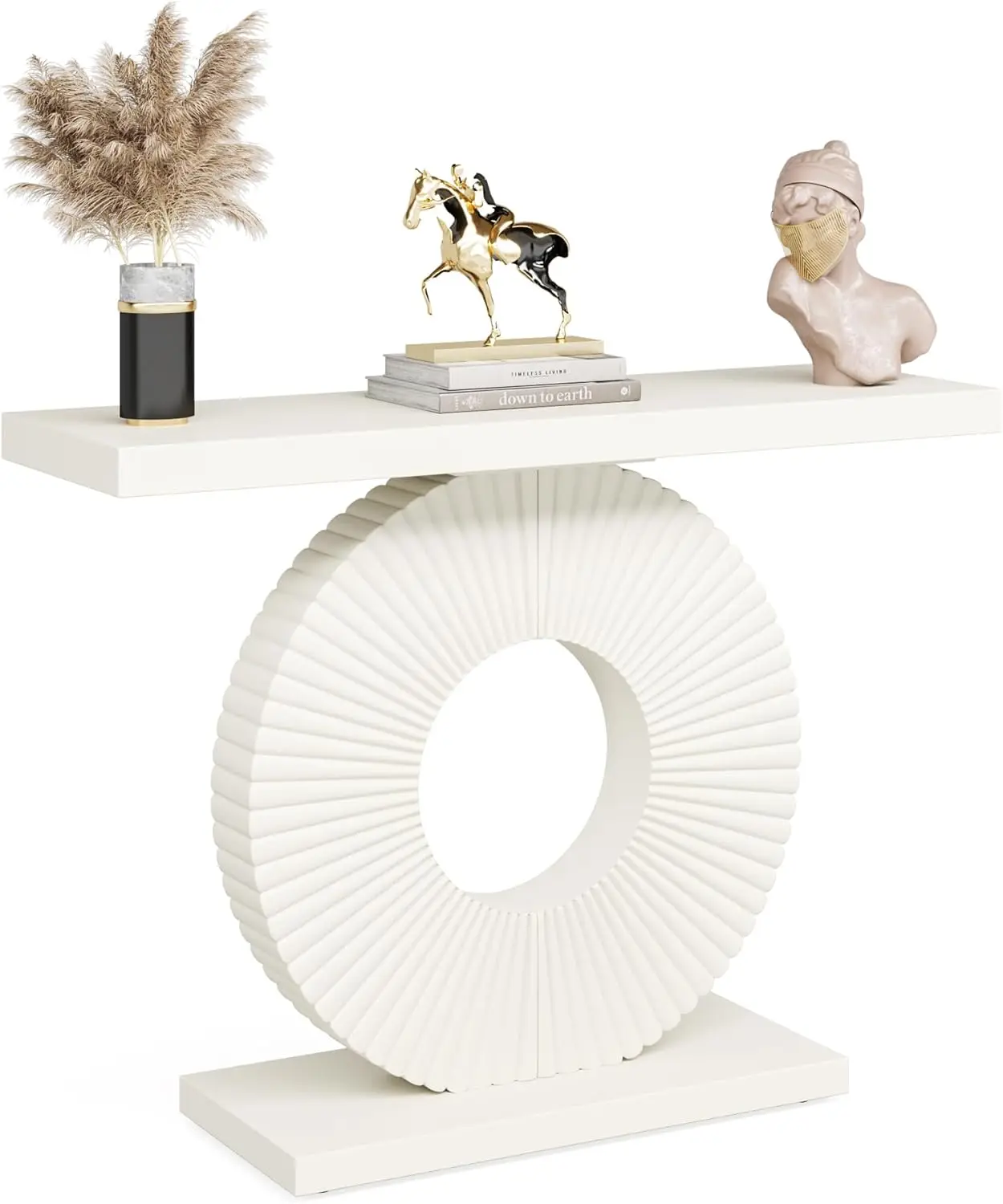 Tribesigns Modern Console Table With Geometric Base, 100cm Wooden ...