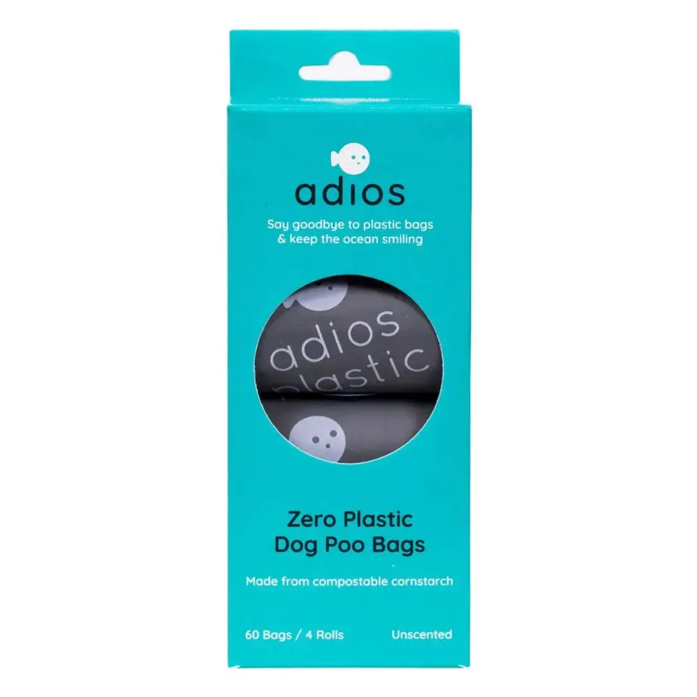 Adios Plastic Compostable Poo Bags in Grey 4 Rolls (60 Bags) | Litter ...