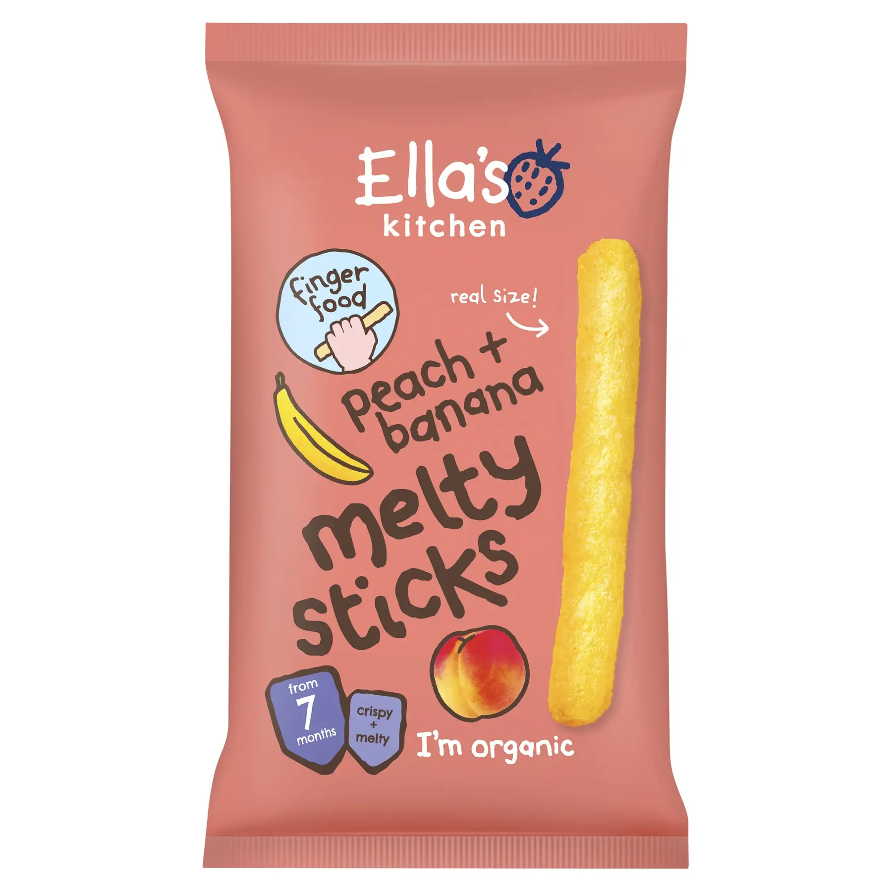 Ella's Kitchen Organic Peach & Banana Melty Sticks Baby Snack 7+ Months ...