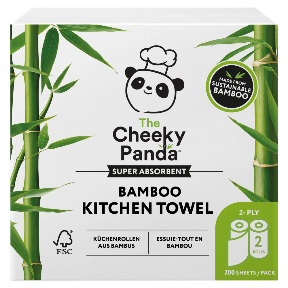 The Cheeky Panda Plastic Free Bamboo Kitchen Towel 2 Rolls | Kitchen ...