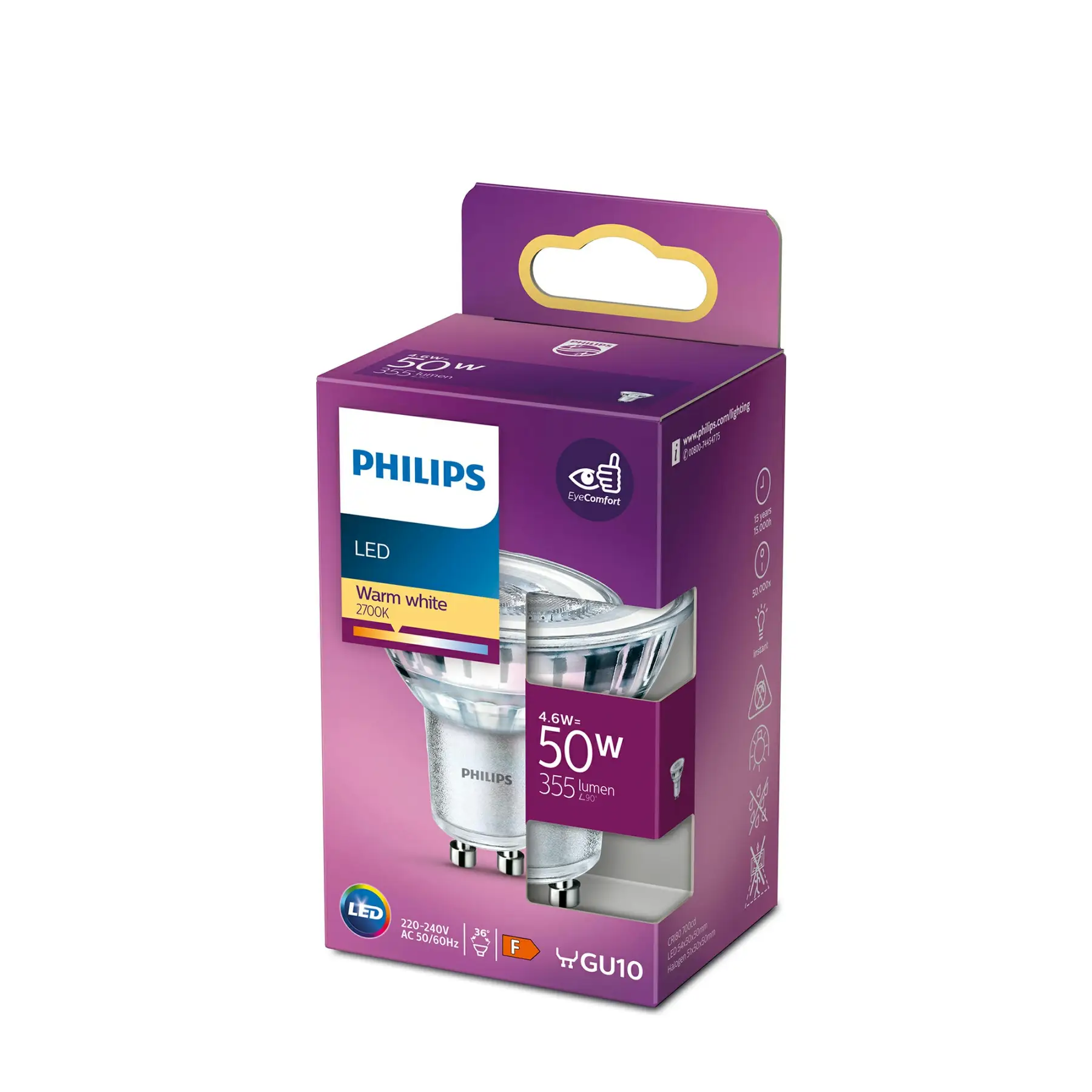 Philips Light Bulb Led Spotlight Pin Base Gu10 Warm White 50w Non ...