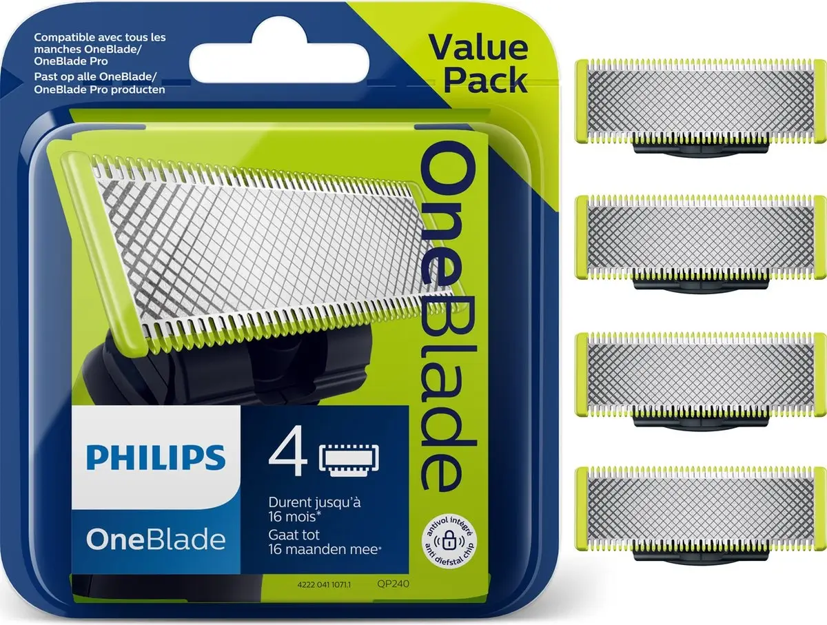 Philips Bodycare QP240/50 scheermesjes zwart, groen, zilver 4 stuks ...