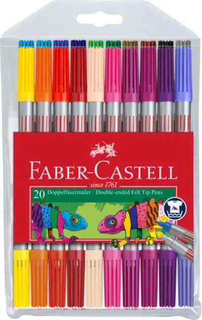Faber-castell Double-ended Fibre-tip Pen Set, Assorted Colours, Box Of ...