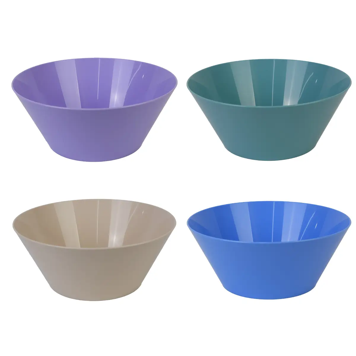 Home & Styling Large Salad Bowls, 4-Piece Set, Plastic, Compact ...