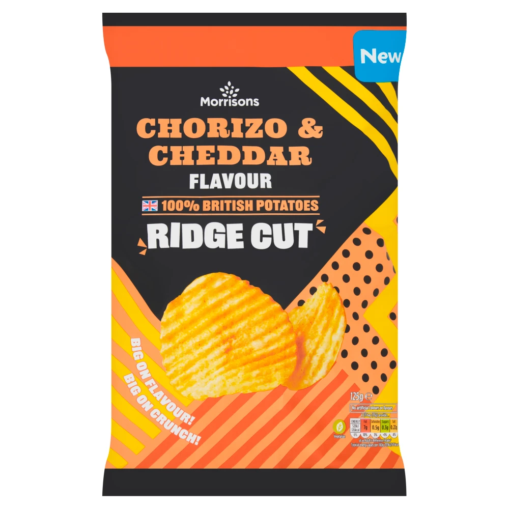 Morrisons Spanish Chorizo & Cheese Ridge Cut Crisps 125g | Crisps ...