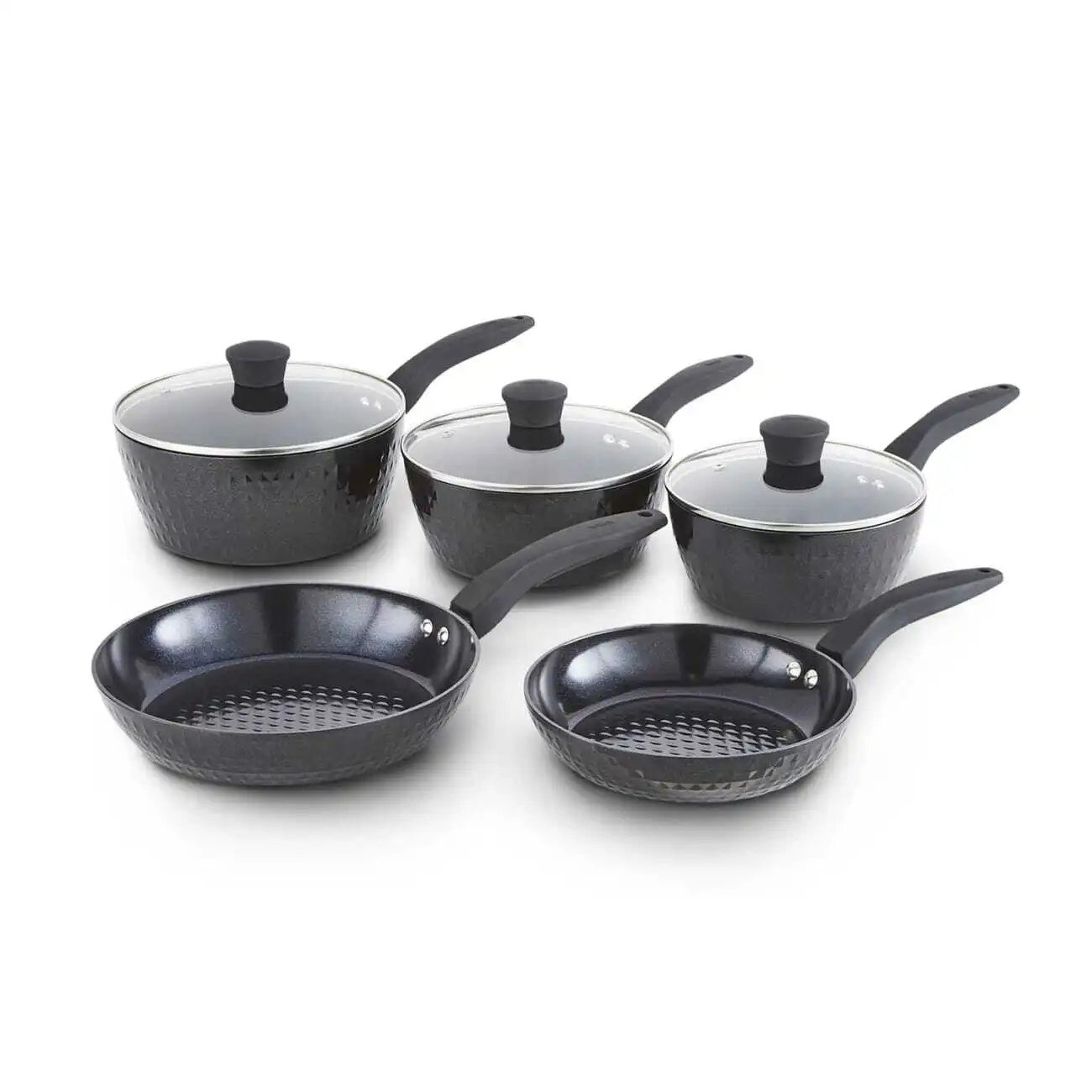 Tower Diamo 5 Piece Cookware Set with Black Diamond Non-Stick Ceramic ...