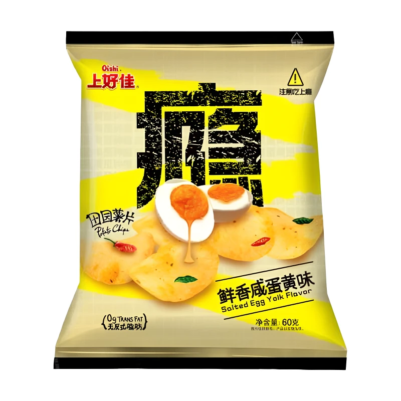 Oishi Country Style Potato Chips - Savory Salted Egg Yolk Flavor, 60g ...