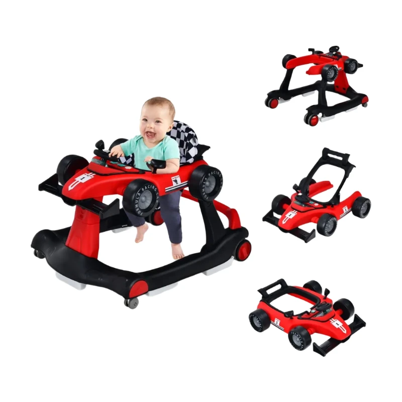COSTWAY Pousseur bébé 4-en-1 pliable, hauteur réglable, rouge ...