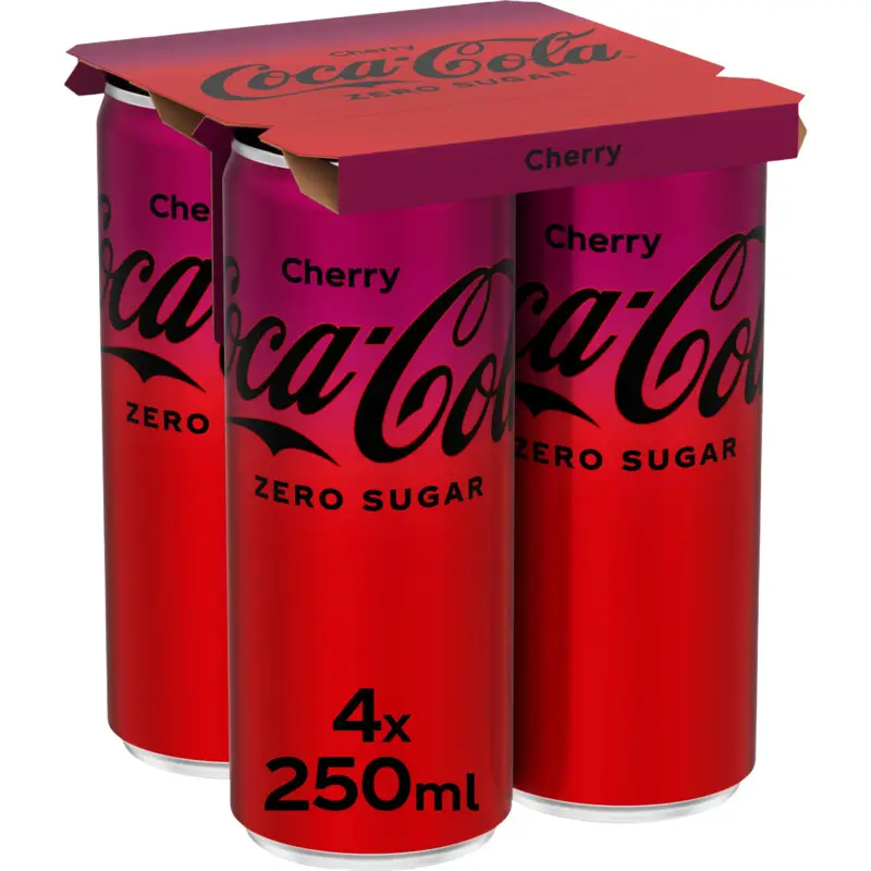 Coca-Cola Zero Sugar Cherry Soda - 4 x 250 ml | Koolzuurhoudende ...