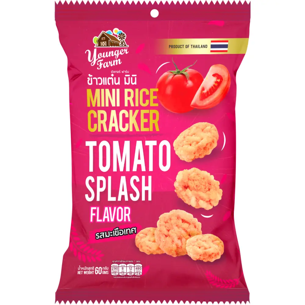 Younger Farm Mini Rice Crackers (tomato Splash) 60g 年轻农场迷你米饼番茄味 60g ...