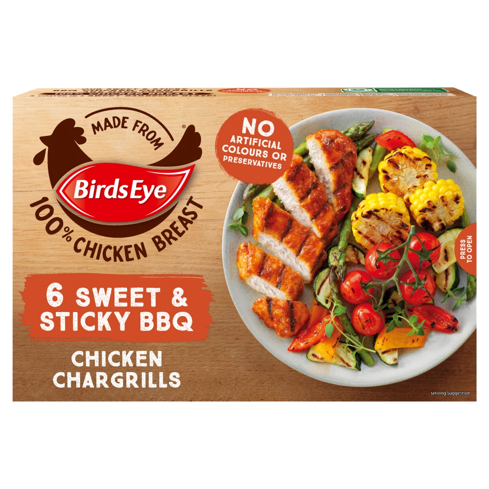 Birds Eye 6 Sweet & Sticky Bbq Chicken Chargrills 522g | Frozen Meat ...
