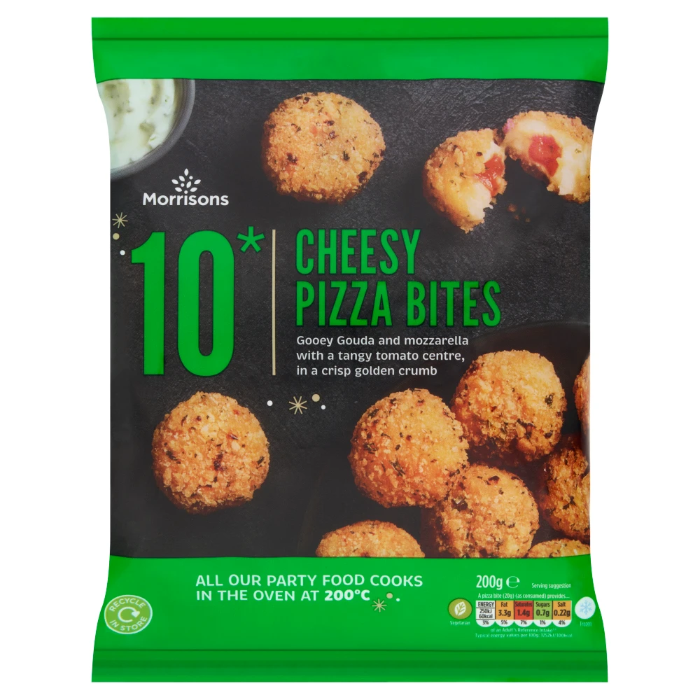 Morrisons 10 Cheesy Pizza Bites 200g | Frozen Party Food | Joybuy