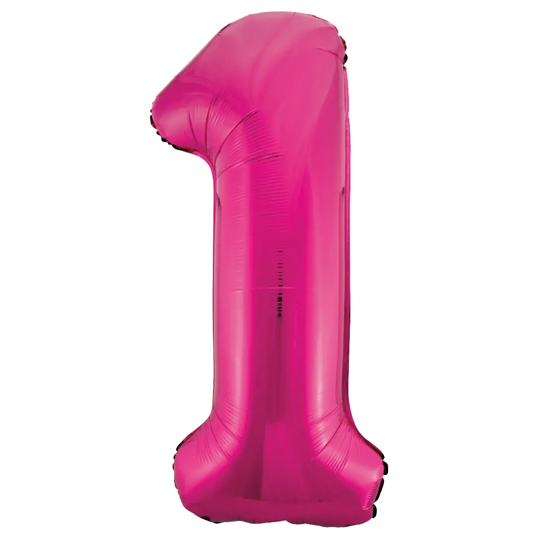 Unique Party Giant Number 1 Balloon, Pink, 86cm | Balloons & Helium ...