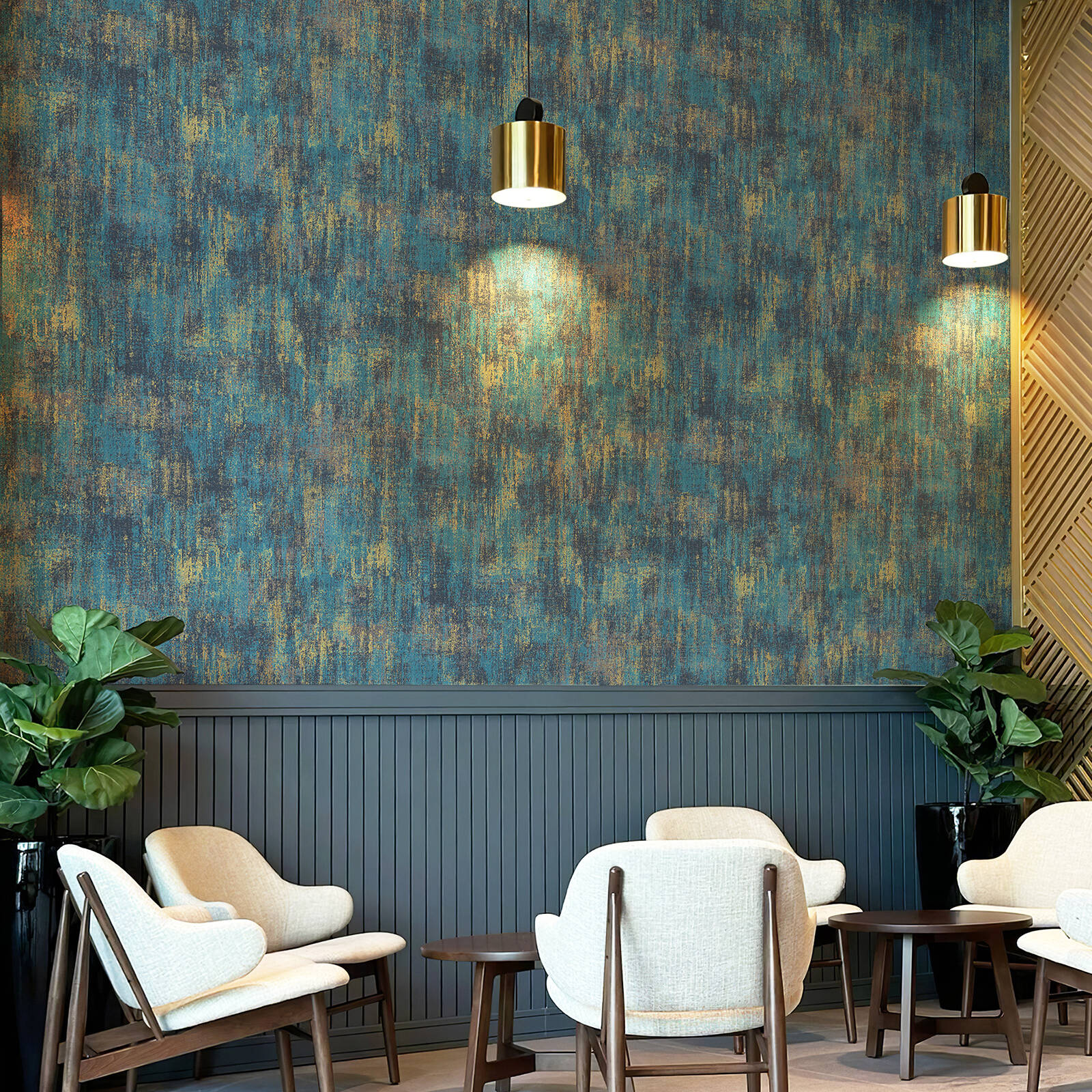 Murgall zelfklevend industrieel behang blauw 44x508cm 1 rol | Behang ...