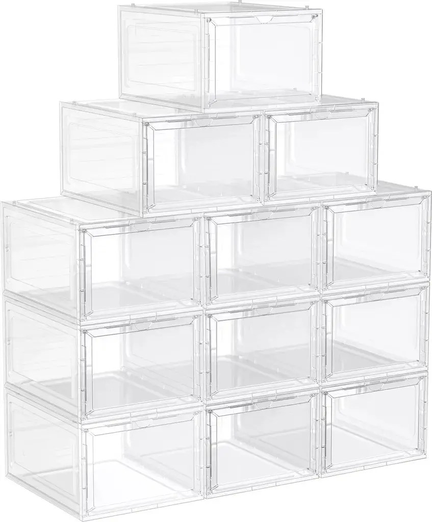 Songmics Shoe Box, Set Of 12, Stackable, 34x25x18.4cm, White | Home ...