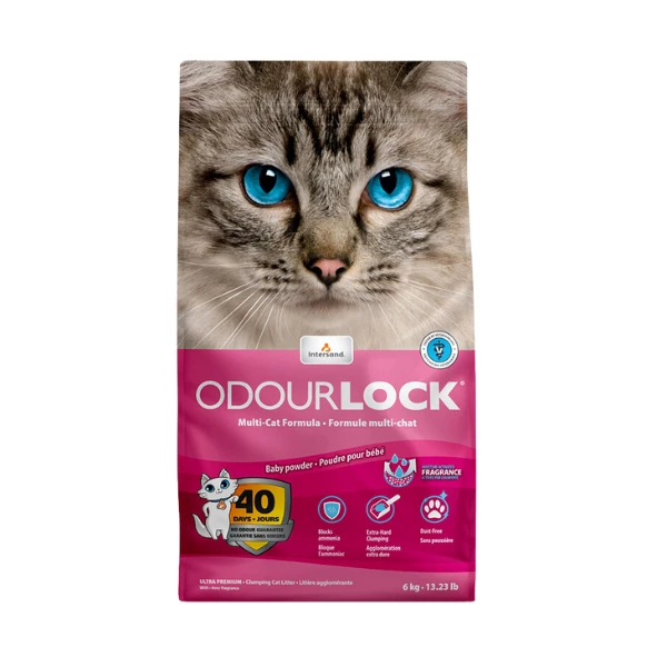 Intersand Odourlock Baby Powder Cat Litter 6kg | Litter Housetraining ...