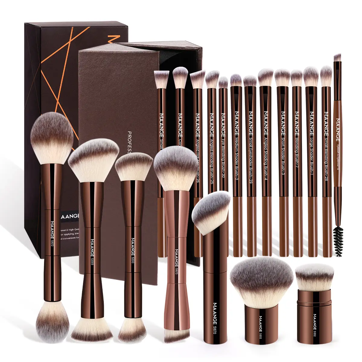 MAANGE 7/13/20pcs Aluminium Makeup Brush Set - Pro Grade with Cosmetic ...