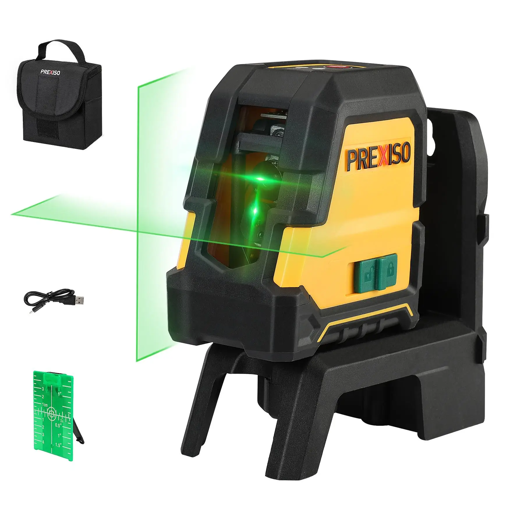 PREXISO 30m Laser Level, Rechargeable Self Leveling Cross Line Green ...