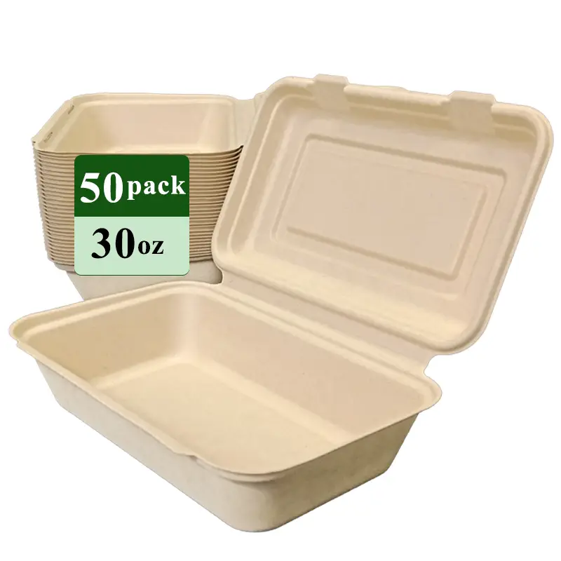 Ruibamboo disposable bamboo fiber clamshell 30oz 50pack ...