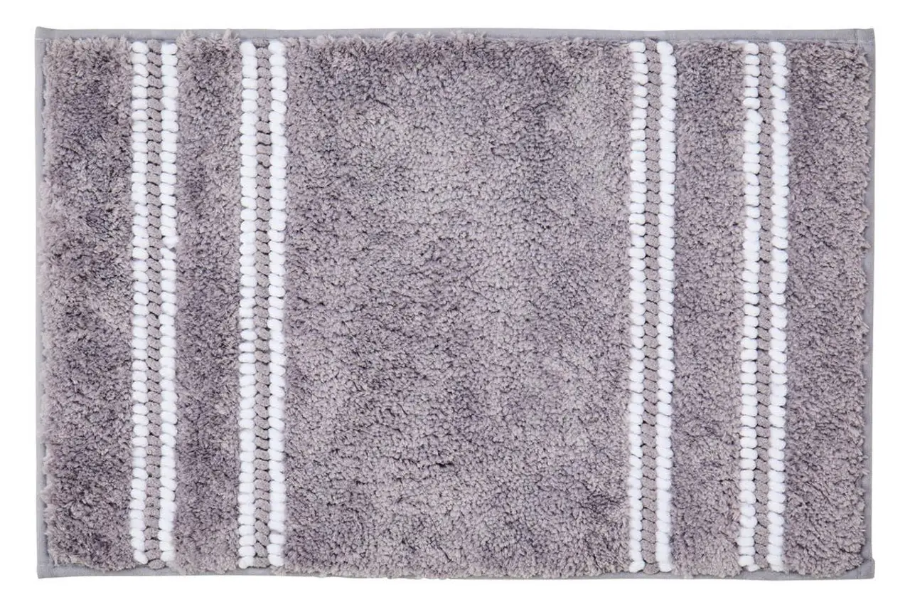 Maison by Premier Bath Mat Soak Microfibre Tufted Stripe Grey 40x60cm ...