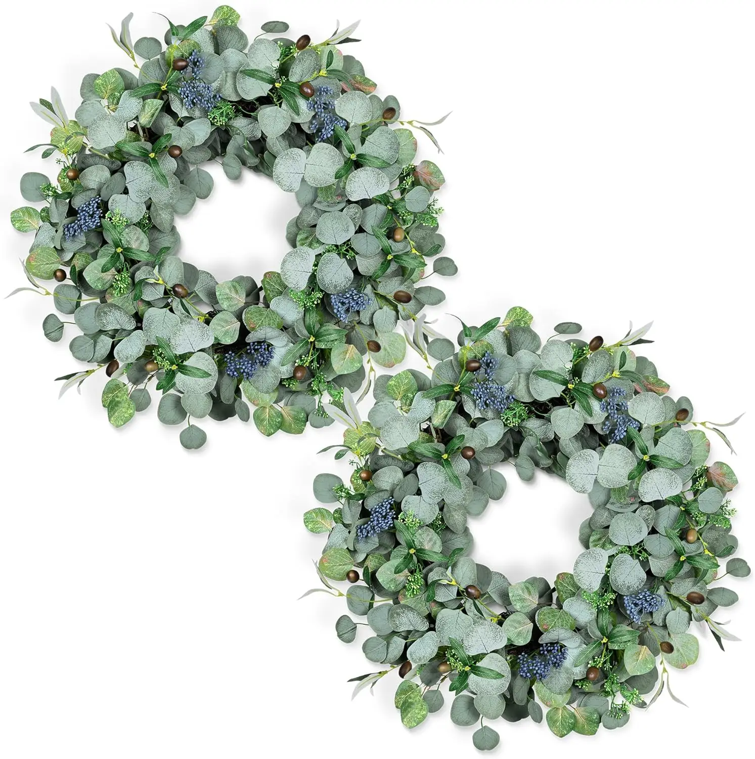 【£3 off over £10】DDHS 24inch olive eucalyptus wreath-1pcs | Artificial ...